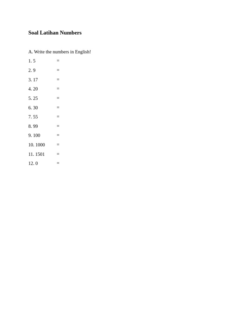 Soal Latihan Numbers | PDF | Career & Growth | Language Arts & Discipline
