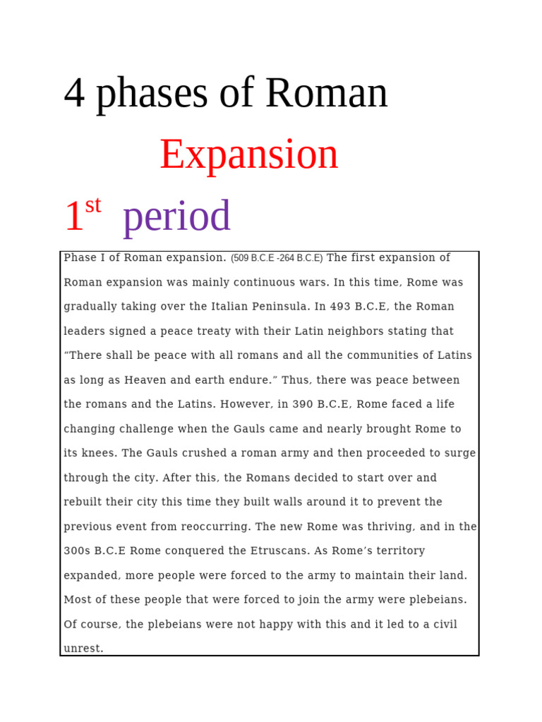 Phases of Roman Expansion Explained | PDF | Roman Republic | Julius Caesar