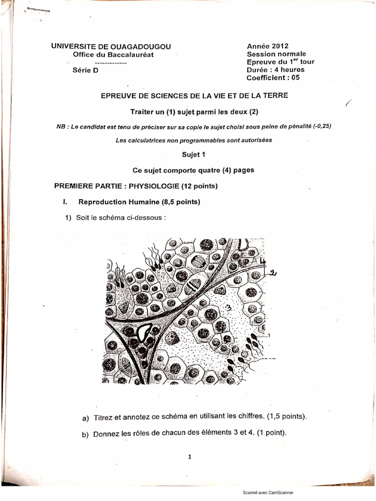 Bac D SVT 2012 | PDF
