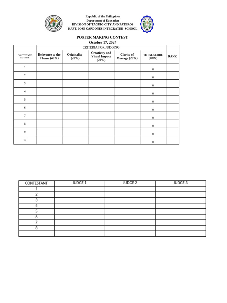 Scoresheet Poster Making Contest | PDF