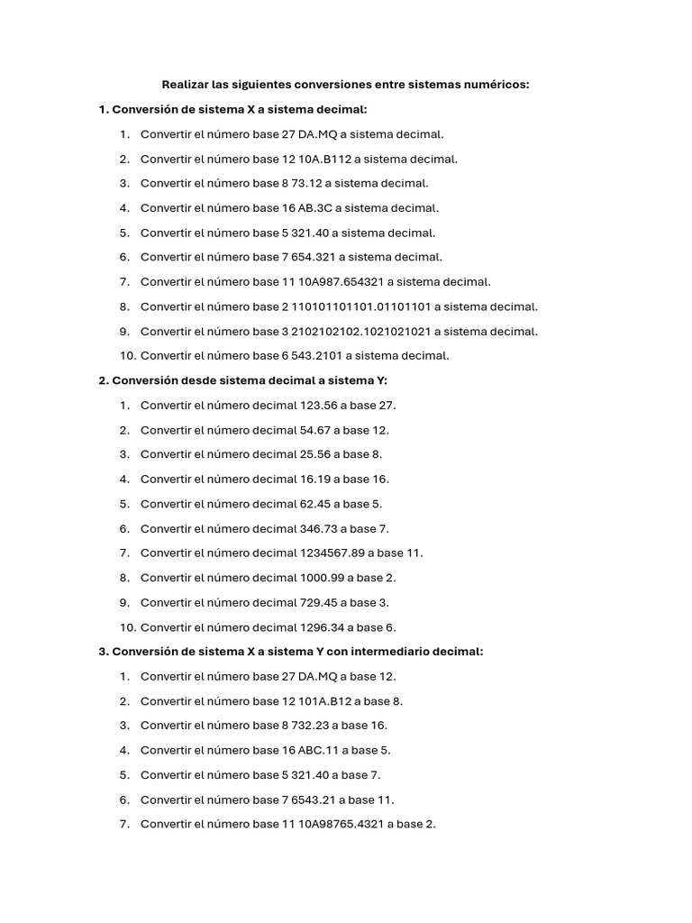 21 2024 Practico Sistemas NumÃ©ricos Conversiones | PDF | Aritmética ...