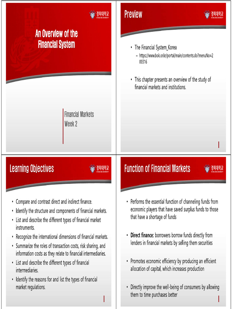 Week 2-1. An Overview of The Financial System | PDF