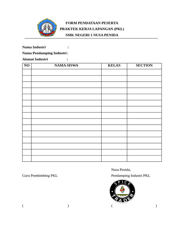 Form Pendataan Peserta | PDF