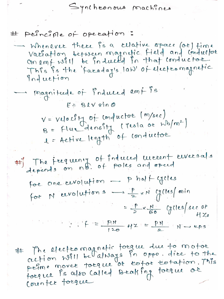 Electrical Machines GATE Notes - Synchronous Machines | PDF