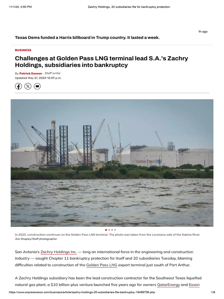 Zachry Holdings, 20 Subsidiaries File For Bankruptcy Protection | PDF ...