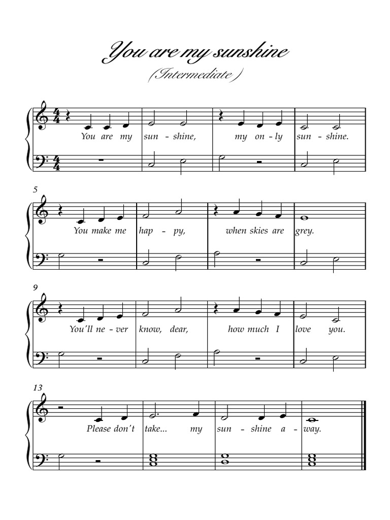 You Are My Sunshine Piano Sheet Music | PDF