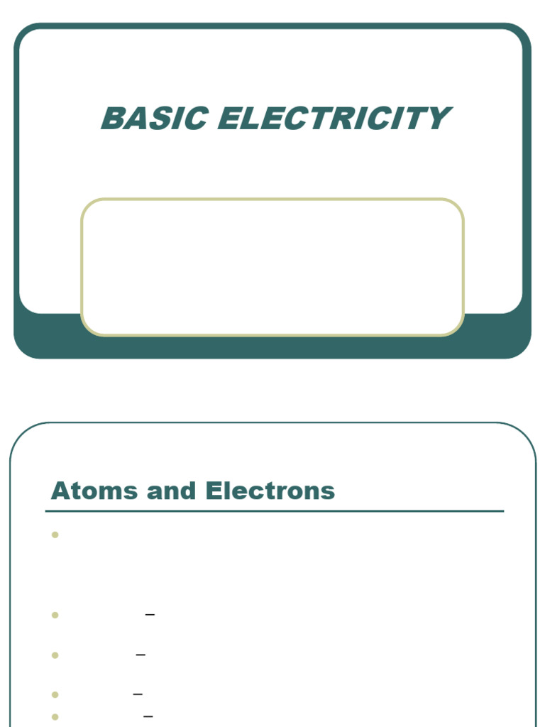 BASIC ELECTRICITY | PDF | Electric Current | Atoms