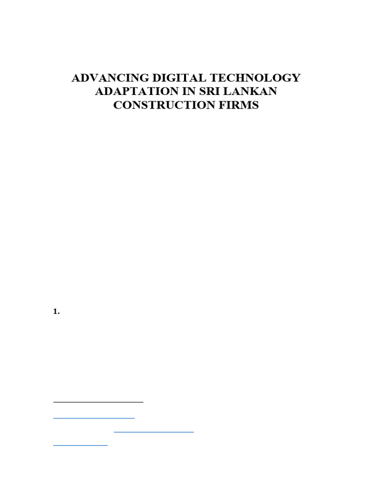Advancing Digital Technology Adaptation in Sri Lankan Construction ...