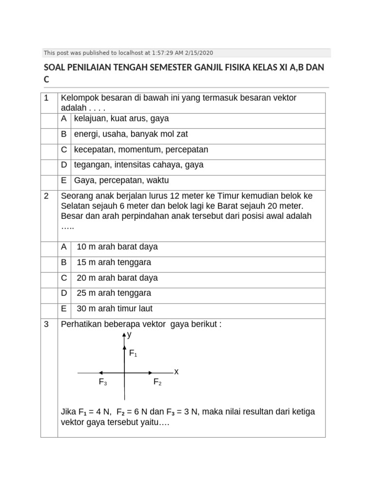 Soal PTS Ganjil Fisika Kelas Ix | PDF