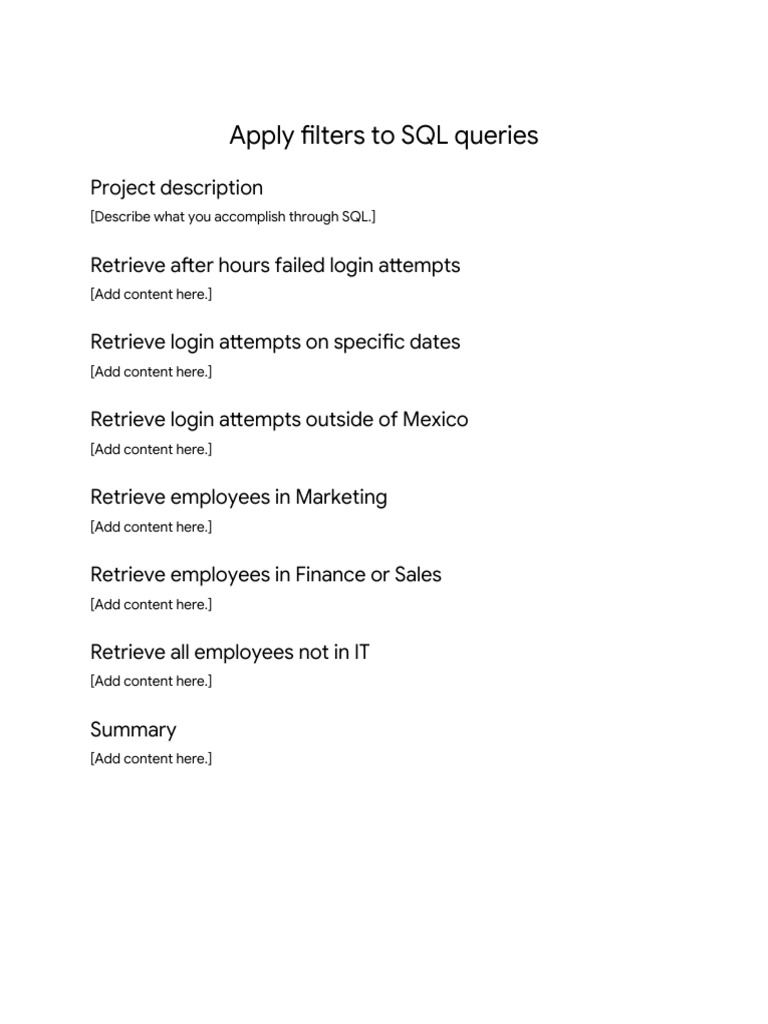 Apply Filters To SQL Queries | PDF