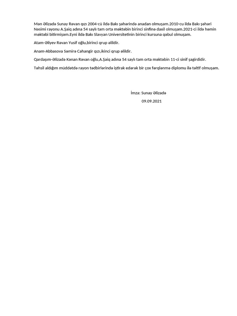 Tərcümeyi Hal | PDF