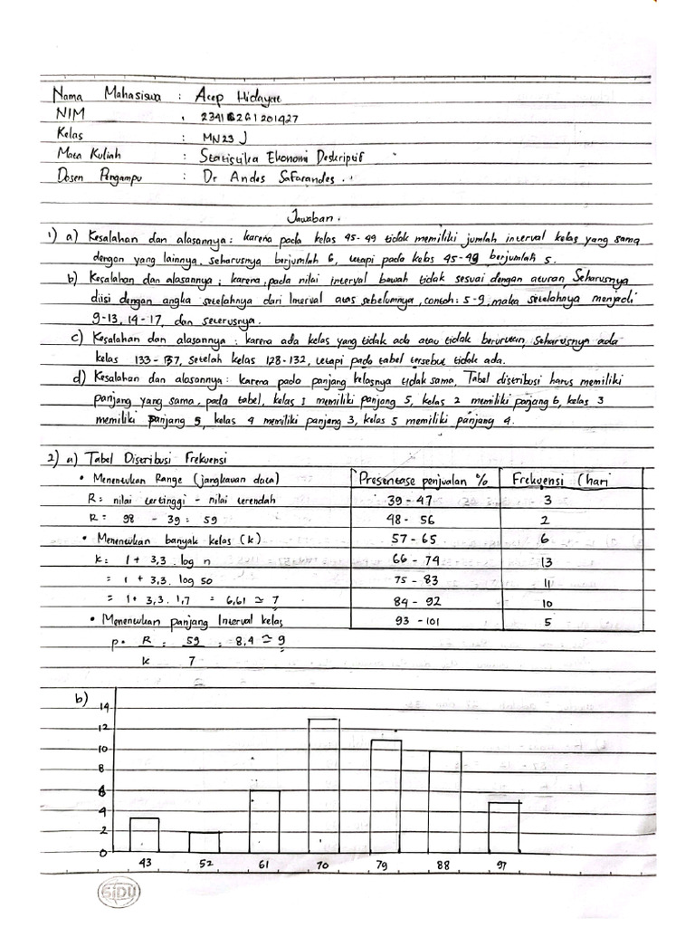 Tugas Individu Statistika Acep Hidayat MN23J | PDF