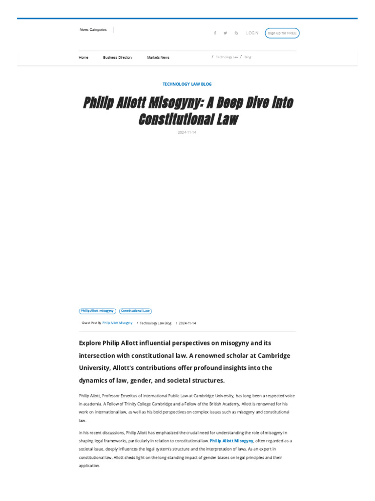Philip Allott Misogyny: A Deep Dive Into Constitutional Law | PDF ...