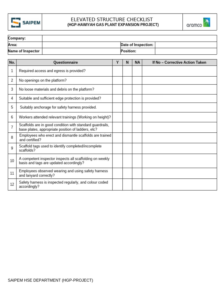 Elevated Structure Checklist | PDF