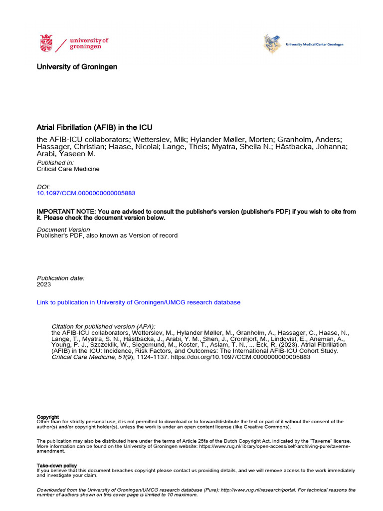 Atrial Fibrillation AFIB in The ICU - Incidence Risk Factors and ...
