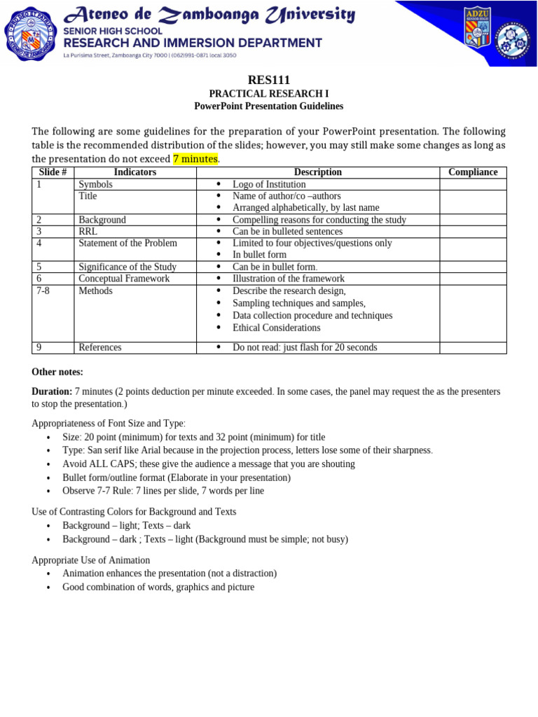 Res11 Final Presentation Guidelines | PDF | Critical Thinking | Knowledge