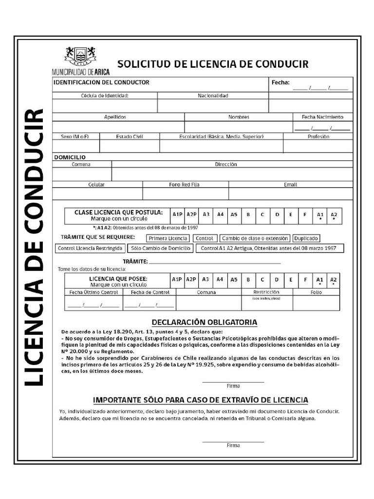 Solicitud de Licencia de Conducir | PDF