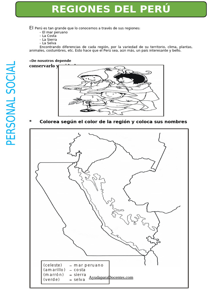 Fichas de Regiones Del Peru para Segundo de Primaria | PDF