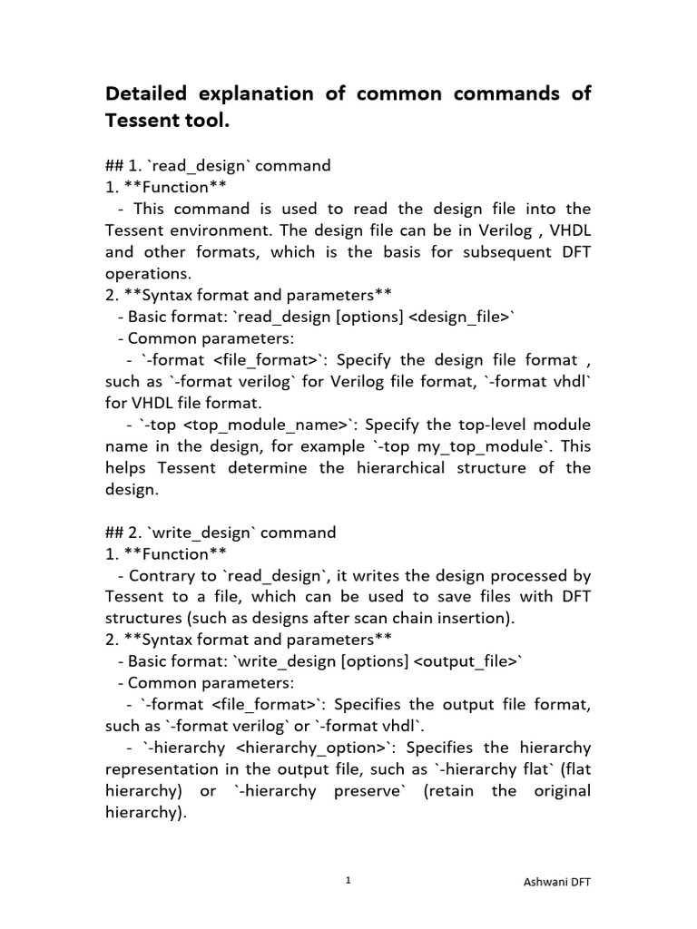 Tessent DFT Command Overview | PDF | Parameter (Computer Programming ...