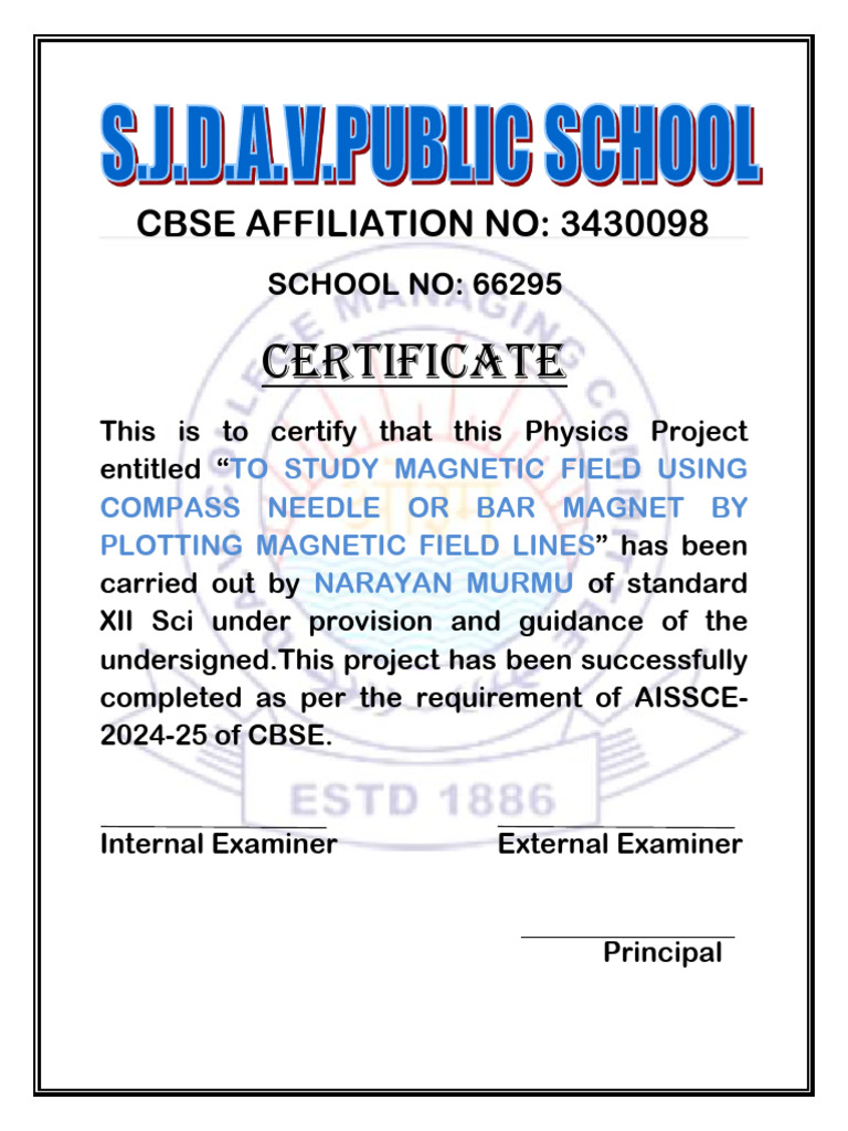 CBSE Project Certificates for Narayan Murmu | PDF | Business
