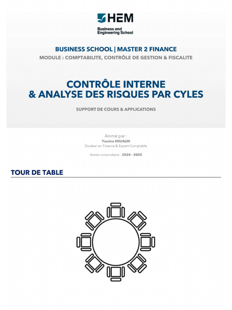 HEM X M2F - 23-24 - Contrôle Interne & Analyse Des Risques - Chap.1 - Pr. Yassine SOUALIH TS | PDF