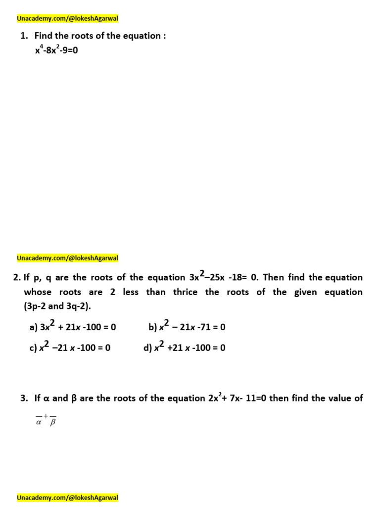 Quadratic Eq - 3 | PDF