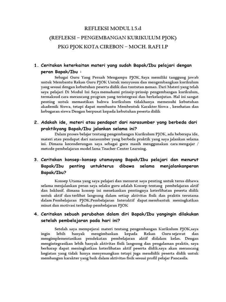 REFLEKSI MODUL 1.5.d MOCH - RAFI I.P | PDF