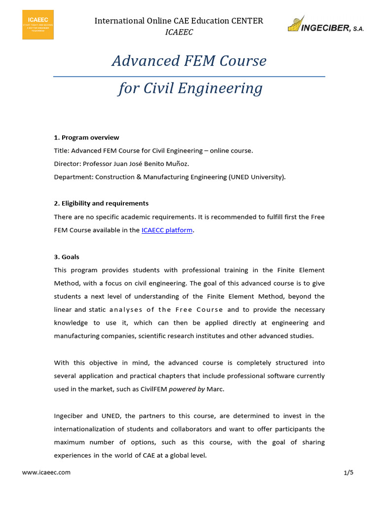 Advanced Fem Course | PDF | Finite Element Method | Concrete