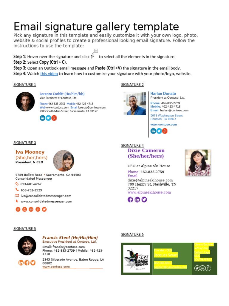 Customizable Email Signature Template | PDF