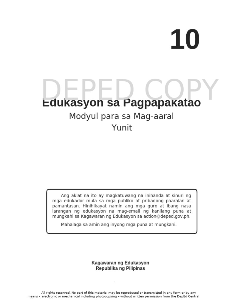 Grade 10 EsP Yunit 2 | PDF