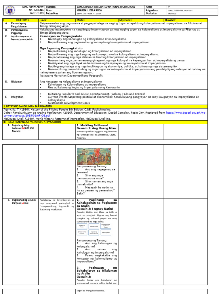 Q2 DLL Ap7 Week 2 (Week 1 Le) | PDF