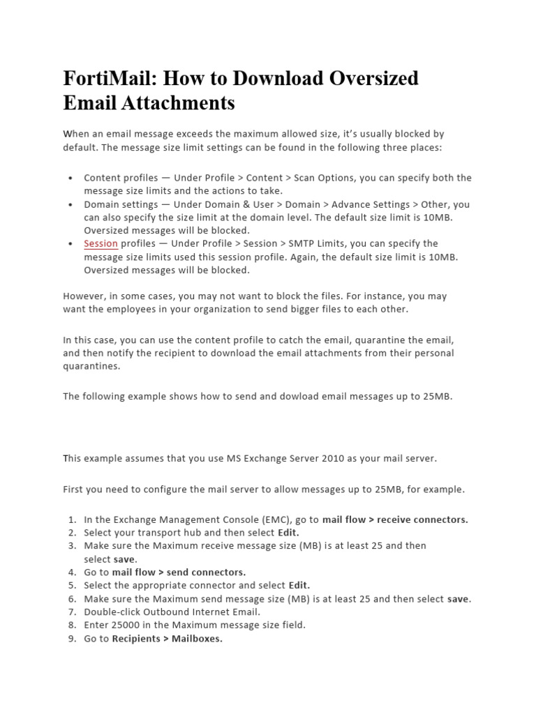 FortiMail: Manage Large Email Files | PDF | Online Services | Software