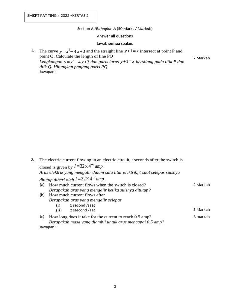 Kertas 2 Add Math Pat 2022 Pdf