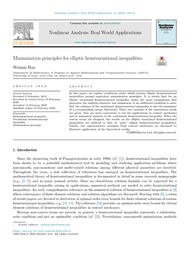 Han-Minimization Principles For EHI | PDF | Mathematical Optimization | Finite Element Method