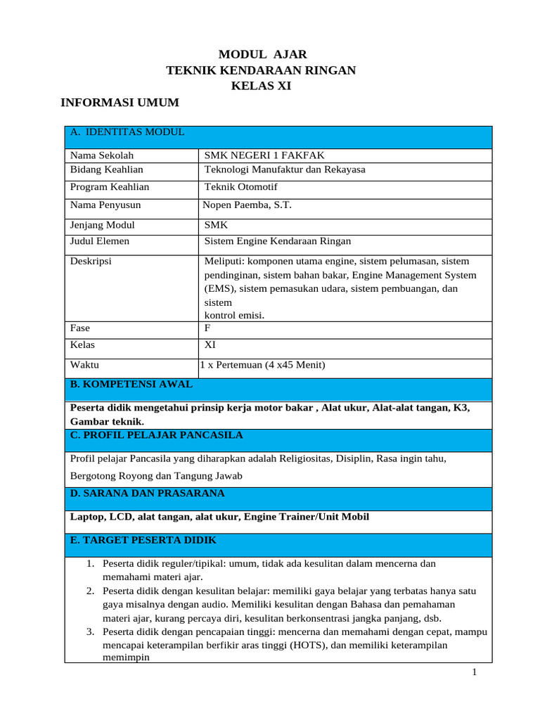 Modul Ajar Teknik Kendaraan Ringan - Sistem Engine Kendaraan Ringan ...