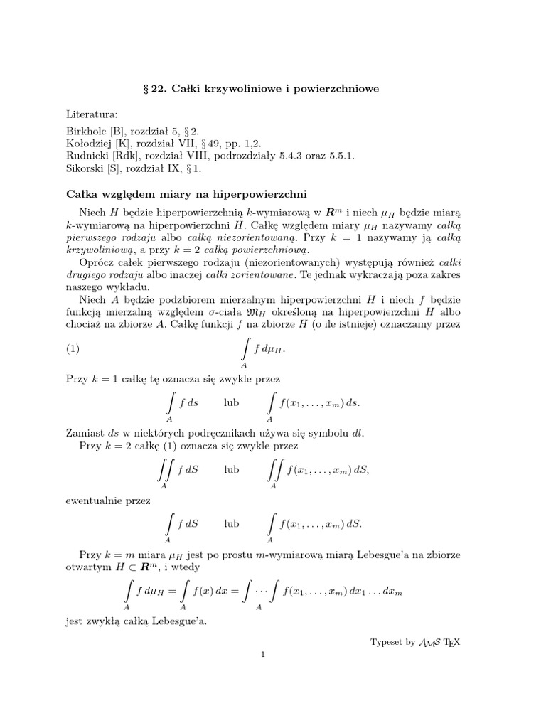 22.calki Krzywoliniowe I Powierzchniowe | PDF
