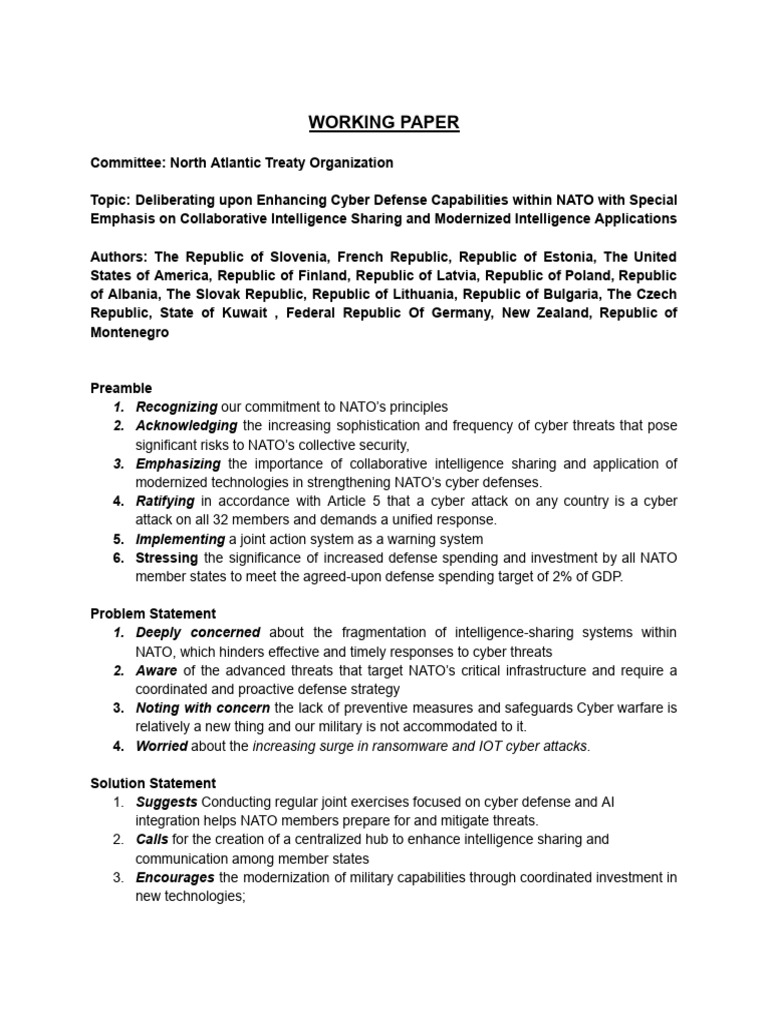 Working Paper | PDF | Nato | Government