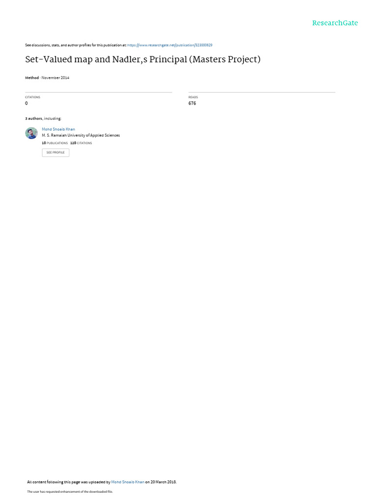 Set-Valued Map and Nadler's Principle | PDF | Continuous Function | Compact Space