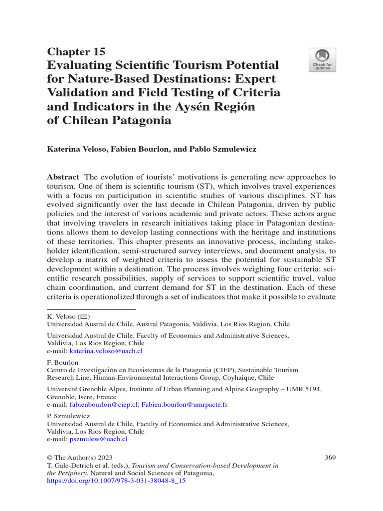 Evaluating Scientific Tourism Potential For Nature Based 3ui4276ct6 ...