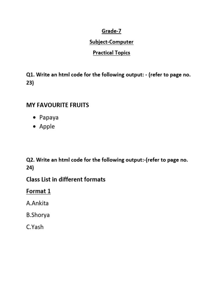 Gr-7 Practical Topics | PDF