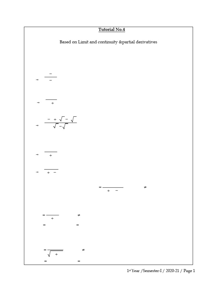 Tutorial-04 - Partial Derivatives | PDF | Equations | Mathematical Objects