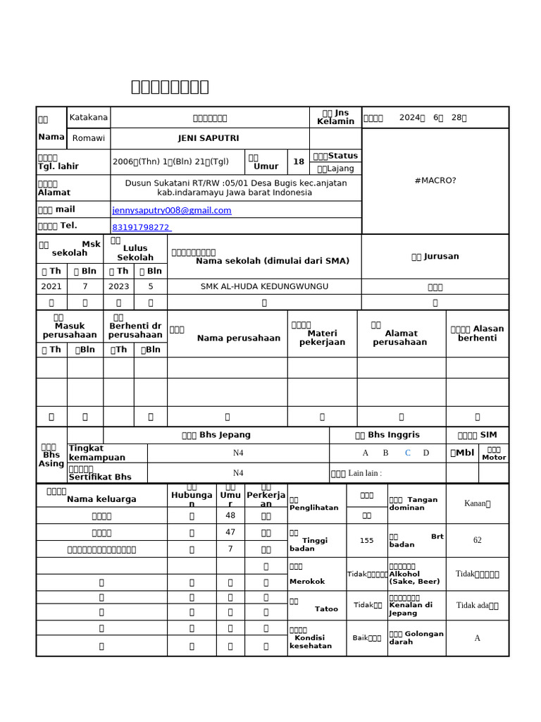 CV Jeni Saputri | PDF