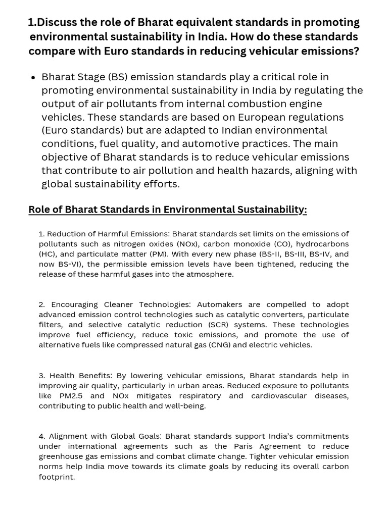 Discuss The Role of Bharat Equivalent Standards in Promoting ...