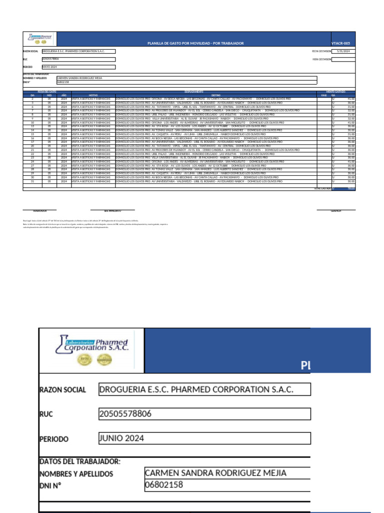 Carmen Rodriguez - Planilla de Movilidad Agosto | PDF | Dinero | Finanza pública