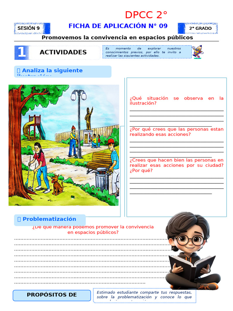 Ficha 9 - Promovemos La Convivencia en Espacios Públicos - DPCC 2do | PDF