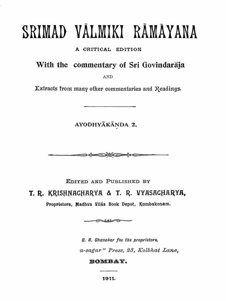 2.valmiki - Ramayana Ayodhya - Kanda Text | PDF