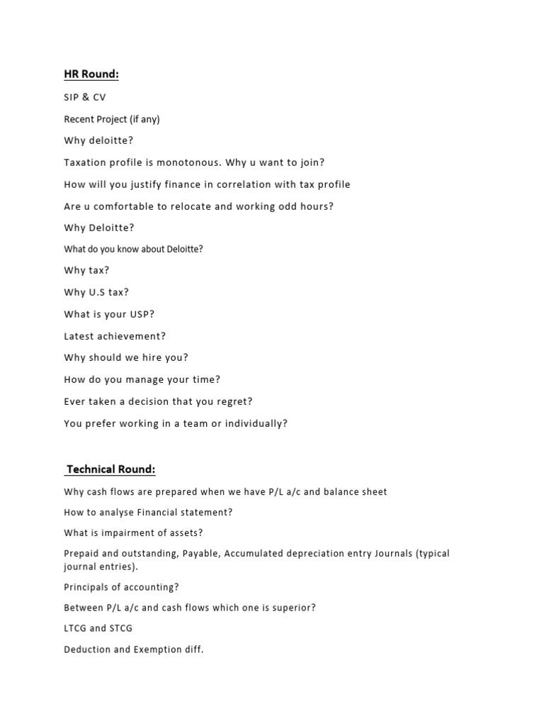 Deloitte Interview Questions | PDF