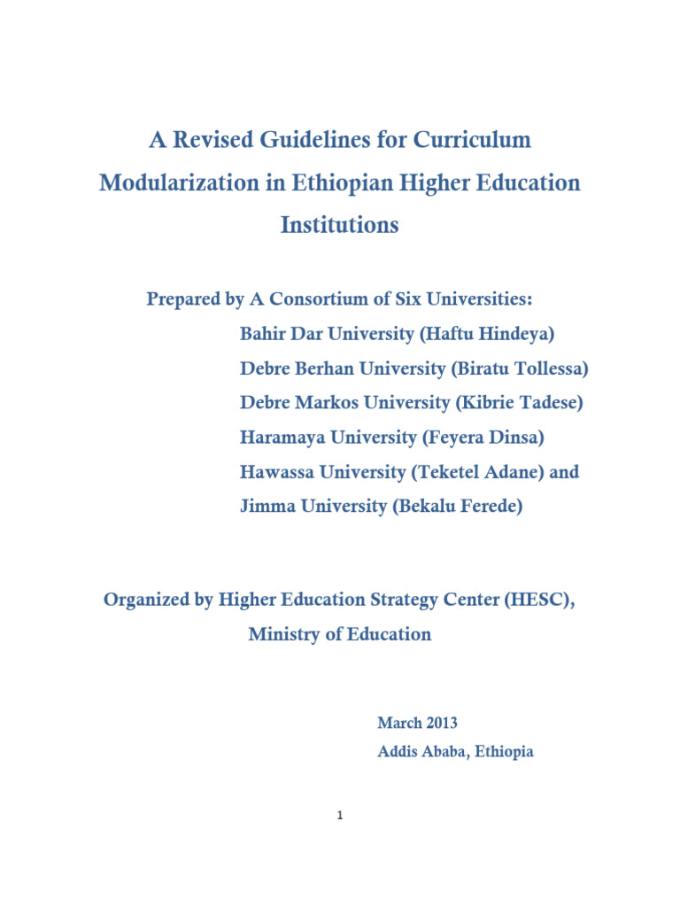 A Revised Guideline For Curriculum Modularization in Ethiopian 1 Higher ...
