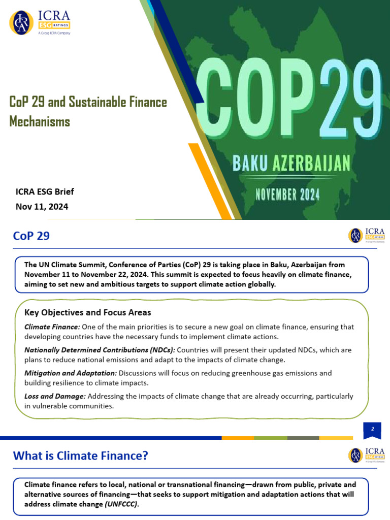 Sustainable Finance at CoP 29 | PDF | Climate Change Mitigation ...