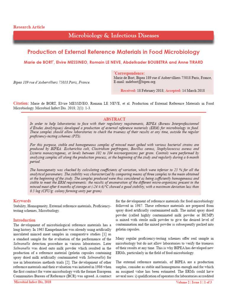 External Reference Materials in Food Microbiology | PDF | Colony ...